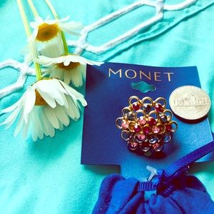 Monet | Jewelry | New Monet Multicolored Cluster Flower Ring W Pouch ...